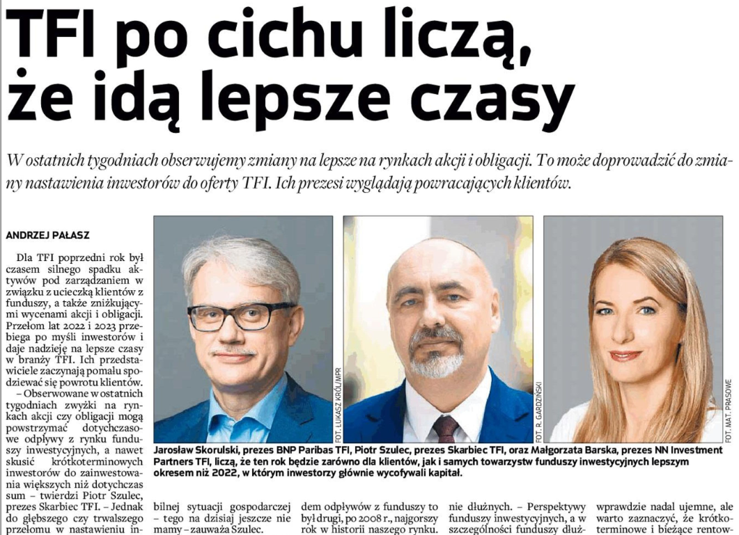 Piotr Szulec w dzienniku Parkiet | Wiadomości - Skarbiec TFI