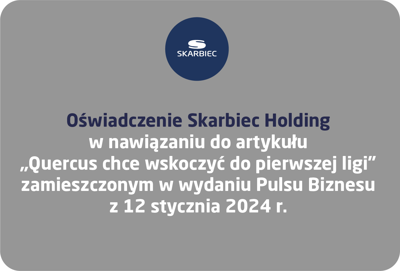Oświadczenie Skarbiec Holding | Wiadomości - Skarbiec TFI