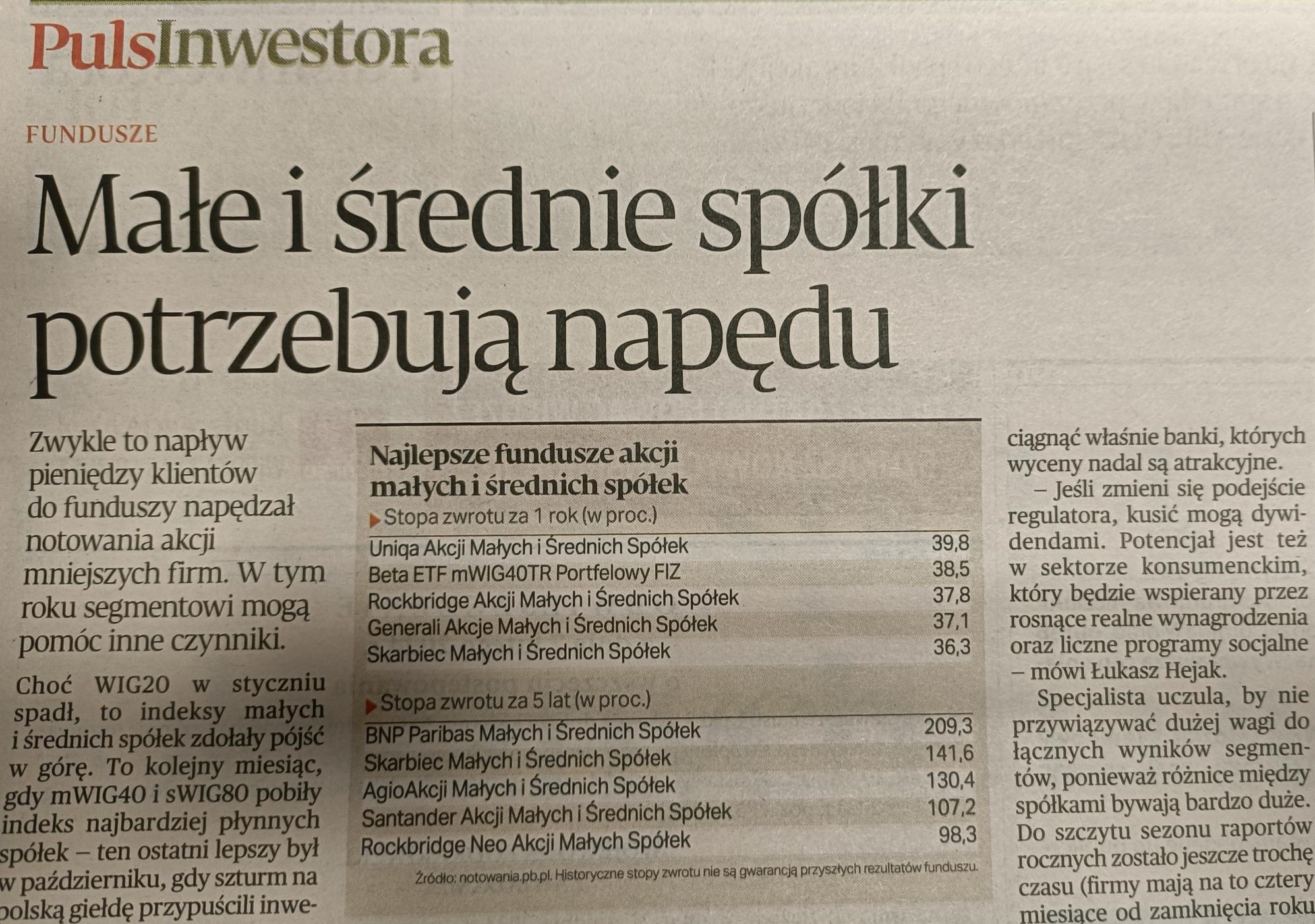 Skarbiec MiŚ wśród najlepszych 1 rok i 5 lat | Wiadomości - Skarbiec TFI