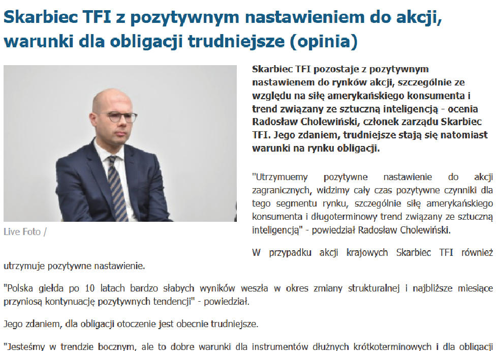 pozytywne nastawienie do akcji | Wiadomości - Skarbiec TFI